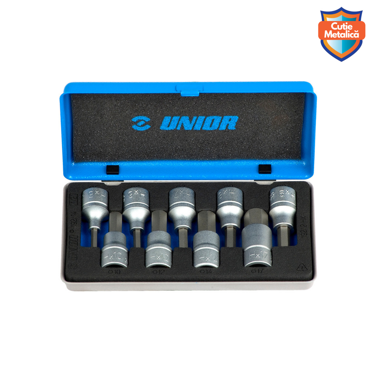 Set chei tubulare cu profil hexagonal 1/2" Unior - 9 piese – Nordex Safety